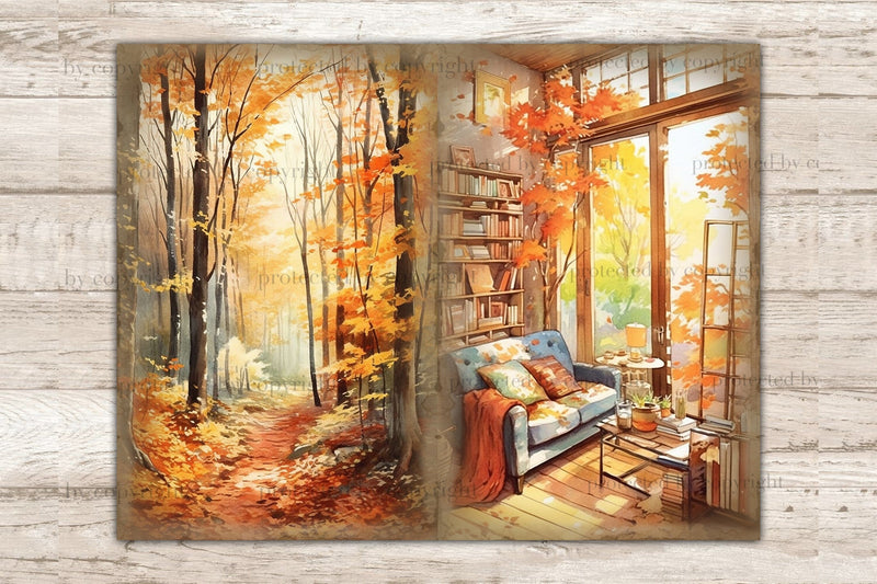 Autumn Junk Journal Paper | Fall Printable Journal - So Fontsy