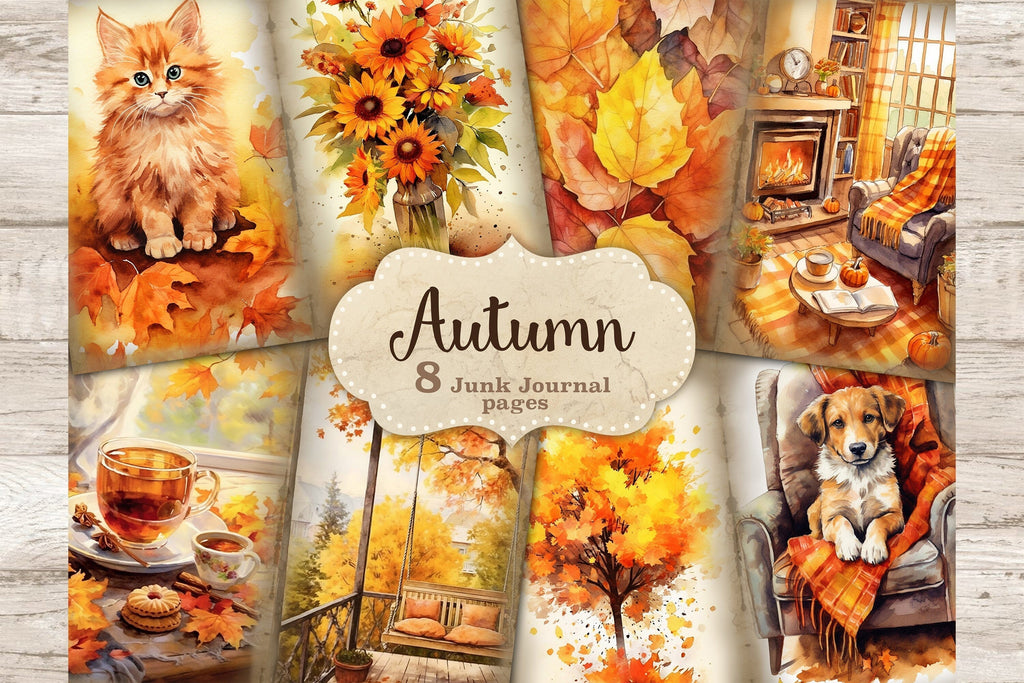 Autumn Junk Journal Paper | Fall Printable Journal - So Fontsy