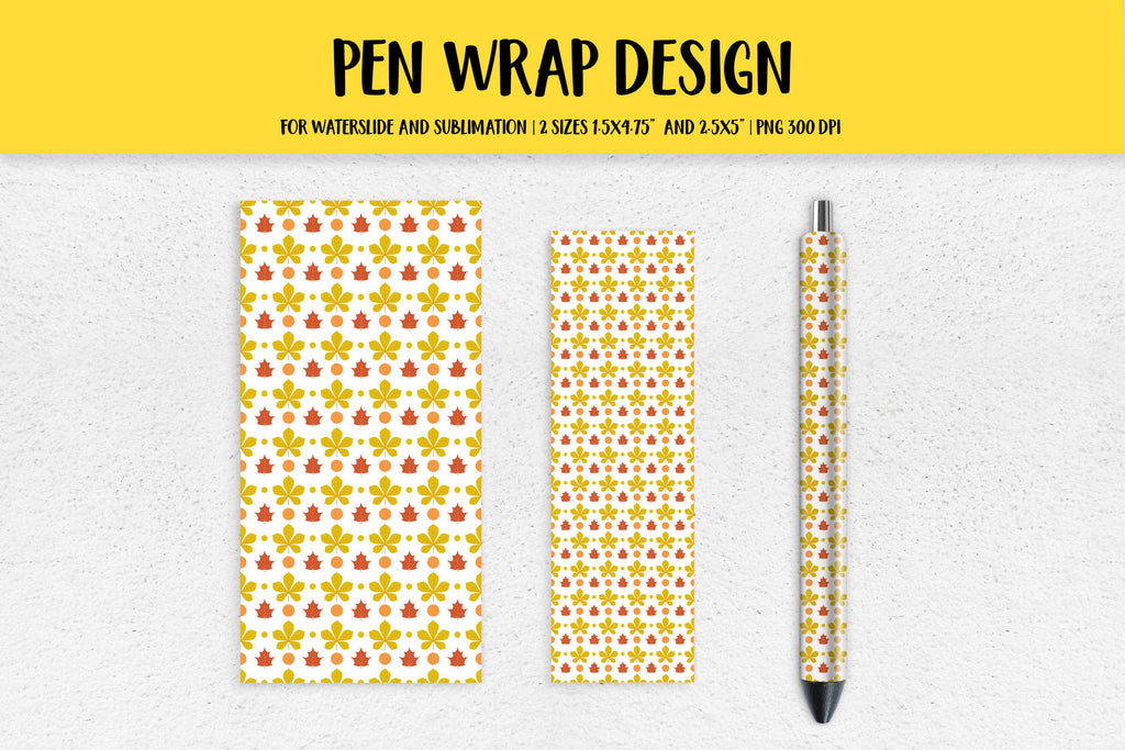 Autumn Leaves Pen Wrap Sublimation or Waterslide. Fall Pen - So Fontsy