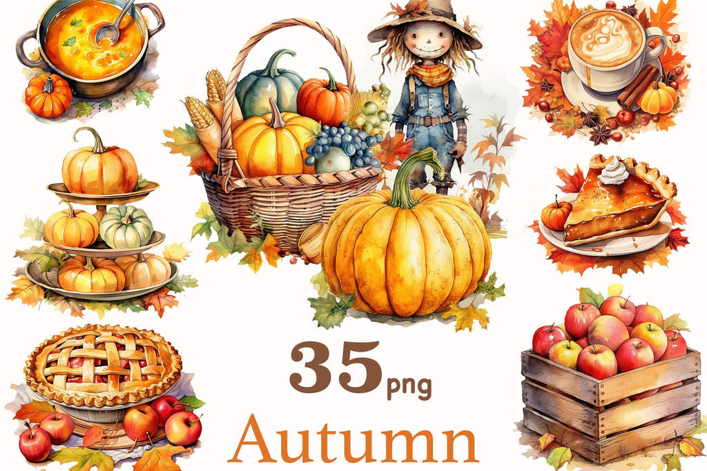 Autumn Vibes Clipart | Cozy Fall Clipart Set - So Fontsy
