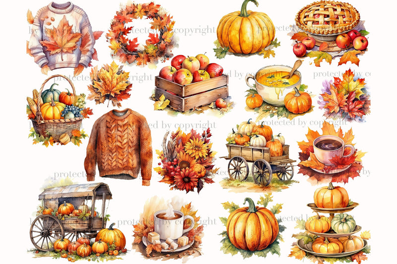 Autumn Vibes Clipart | Cozy Fall Clipart Set - So Fontsy