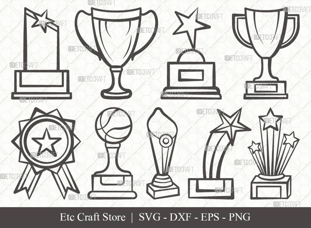 Award Trophy Outline SVG Cut File | Trophy Cup Svg | Award Svg | Sports ...