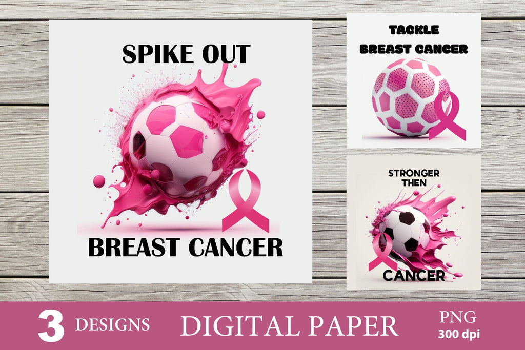 Awareness Breast Cancer Digital Paper. Football Clipart PNG - So Fontsy