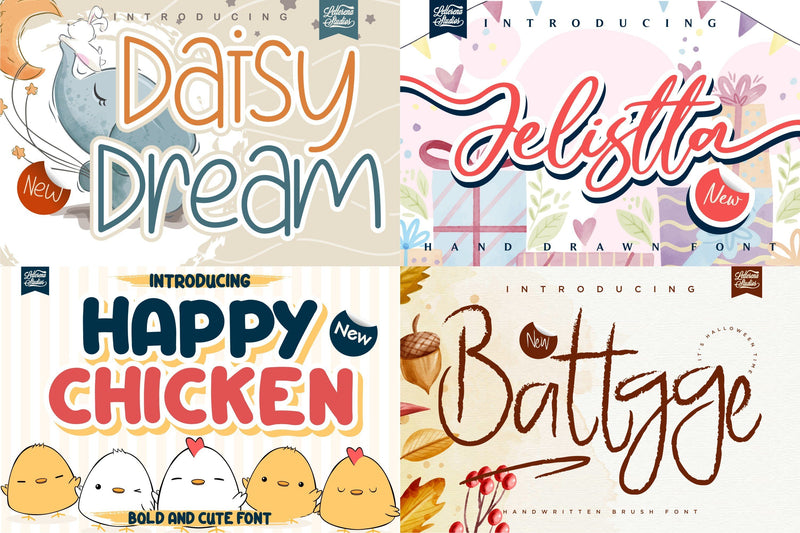 AWESOME BIG BUNDLE ALL COLLECTION - 54 Font Collection - So Fontsy
