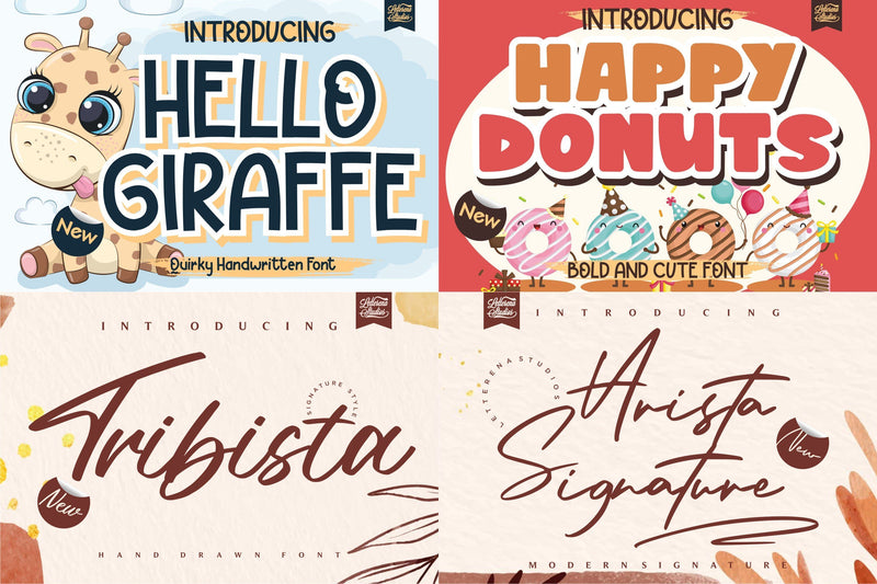 AWESOME BIG BUNDLE ALL COLLECTION - 54 Font Collection - So Fontsy
