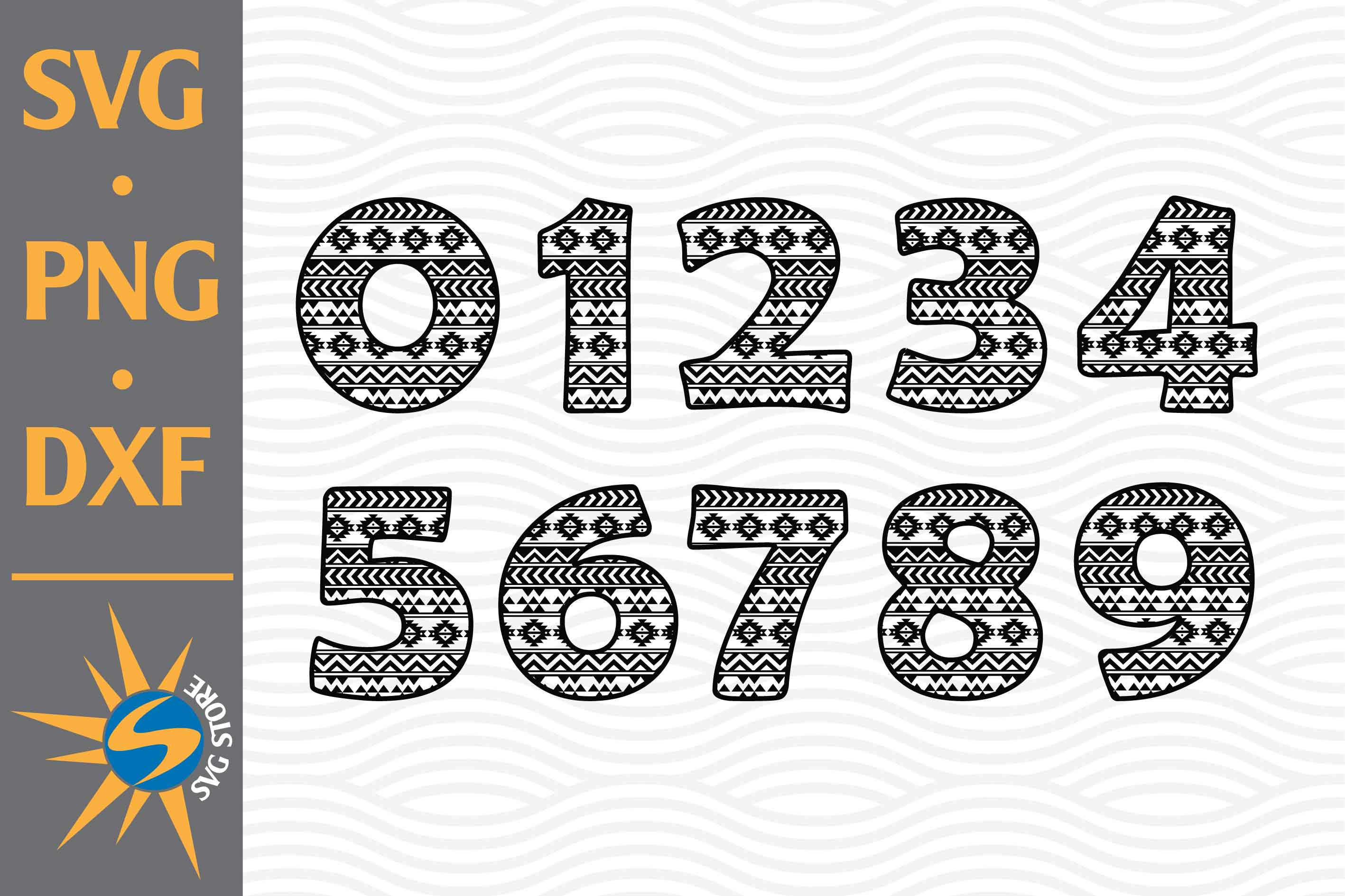 Aztec Numbers SVG, PNG, DXF Digital Files Include - So Fontsy