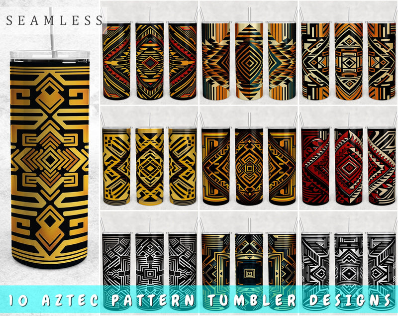 Aztec Pattern Tumbler Wraps Bundle, 20 Oz Skinny Tumbler Aztec ...
