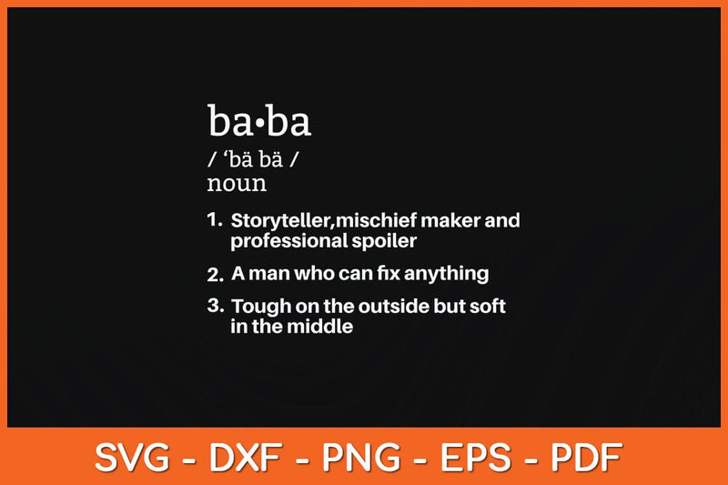 Baba Definition Father's Day Svg Cutting File - So Fontsy