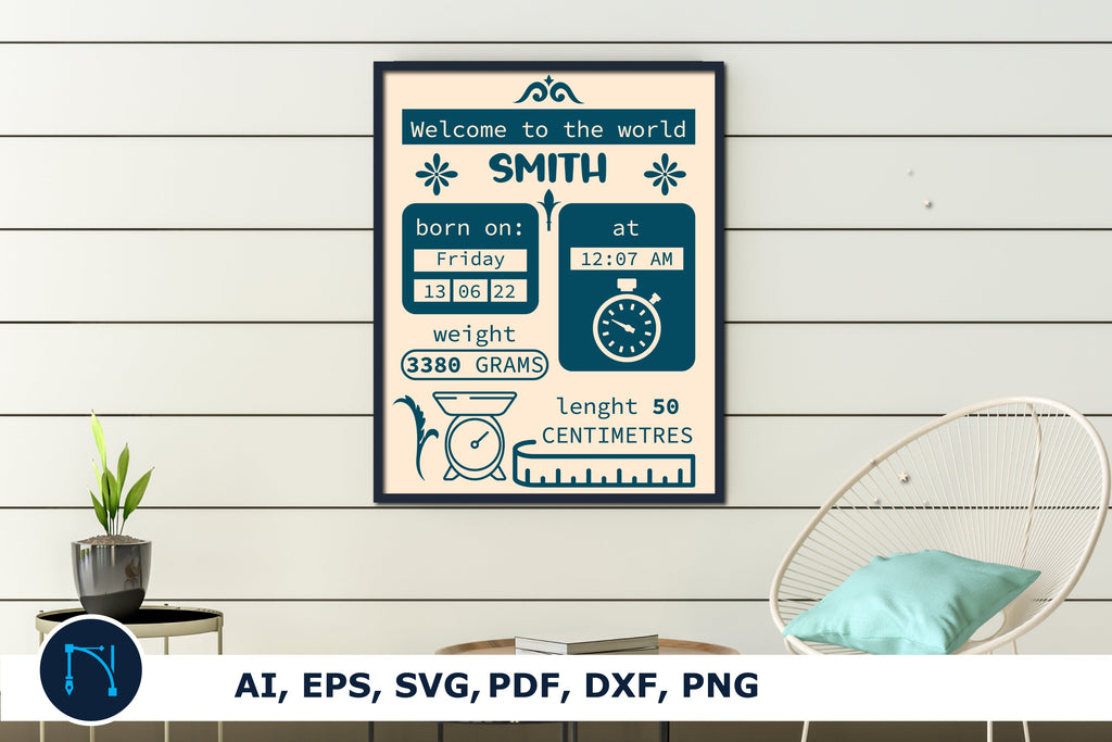 Baby Birth Announcement SVG bundle - So Fontsy