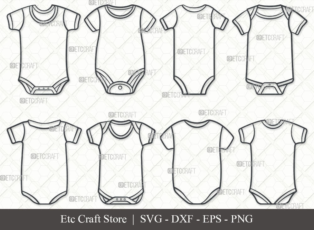 Baby Bodysuit SVG, Romper Suit Outline, Infant Onesie Svg, Baby Onesie ...