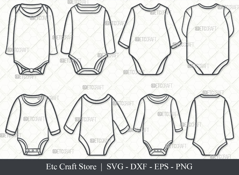 Baby Bodysuit SVG, Romper Suit Outline, Infant Onesie Svg, Baby Onesie ...