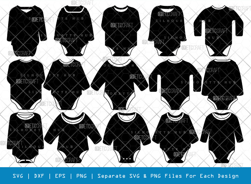 Baby Bodysuit SVG, Romper Suit Silhouette, Infant Onesie Svg, Baby ...