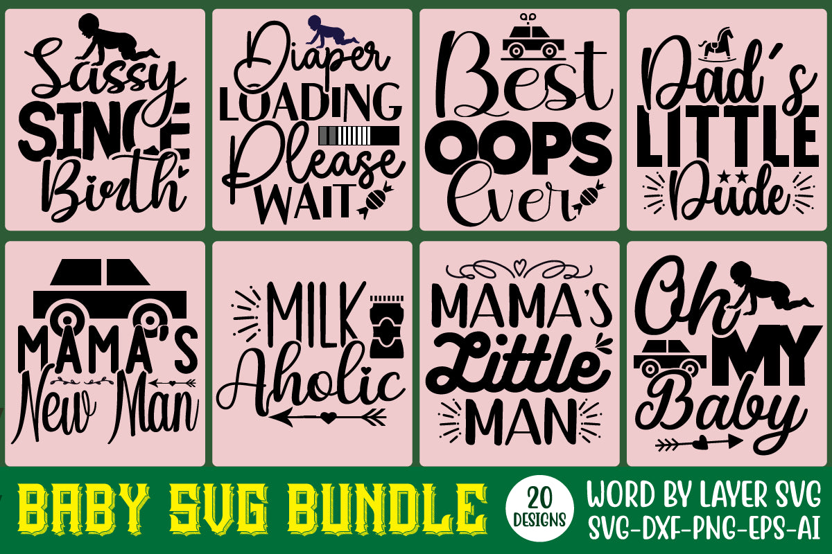 Cute Baby Words Hilarious Baby Bundle SVG Cool Baby Svg Newborn Svg