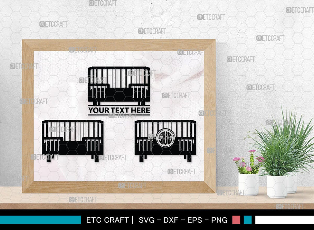 Baby Crib Monogram, Baby Crib Silhouette, Baby Crib SVG, Baby Svg ...