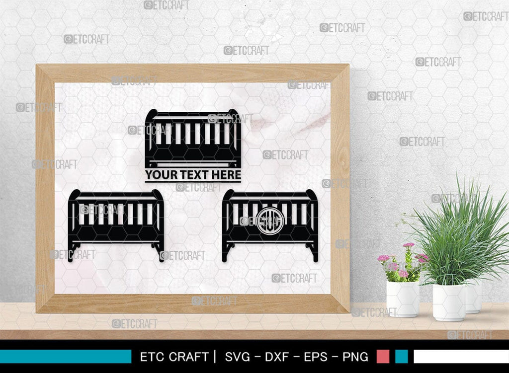 Baby Crib Monogram, Baby Crib Silhouette, Baby Crib SVG, Baby Svg ...