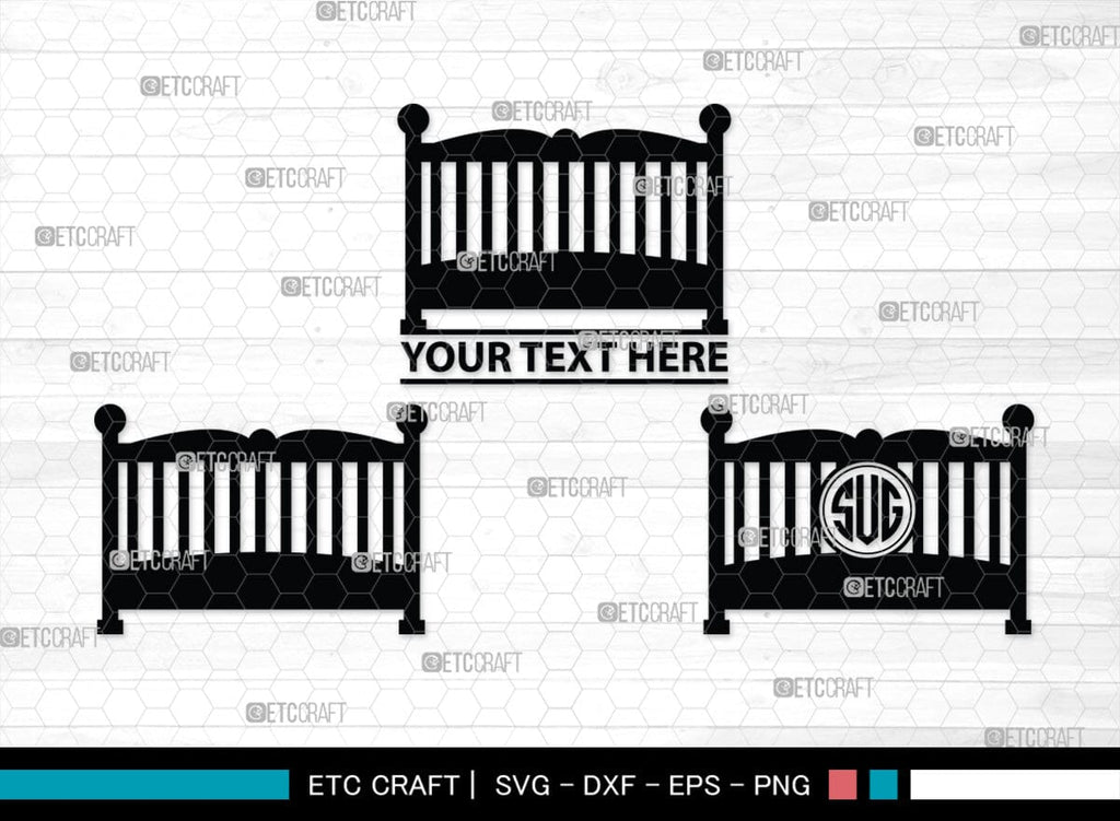 Baby Crib Monogram, Baby Crib Silhouette, Baby Crib SVG, Baby Svg ...