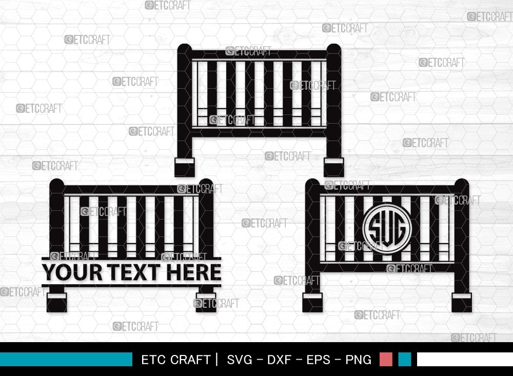 Baby Crib Monogram SVG | Baby Crib Svg | Baby Svg | Child Svg | Baby ...