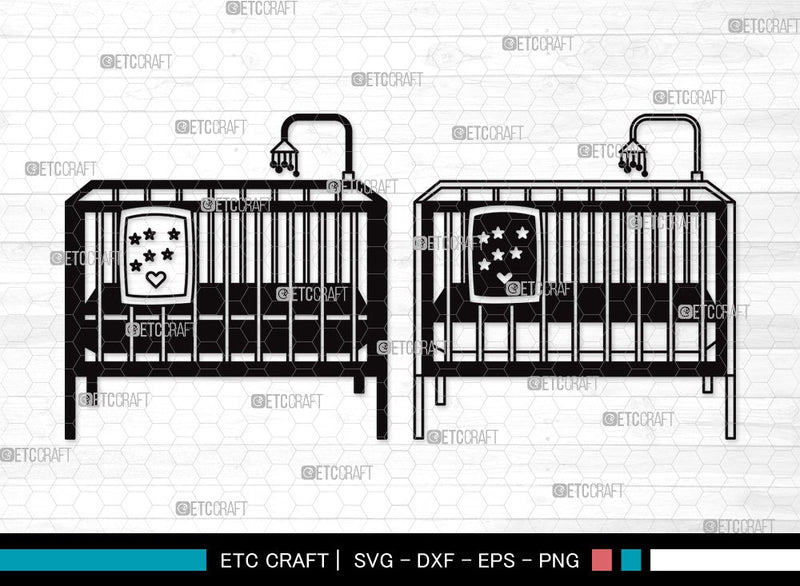 Baby Crib Silhouette SVG | Baby Crib Svg | Baby Svg | Child Svg | Baby ...