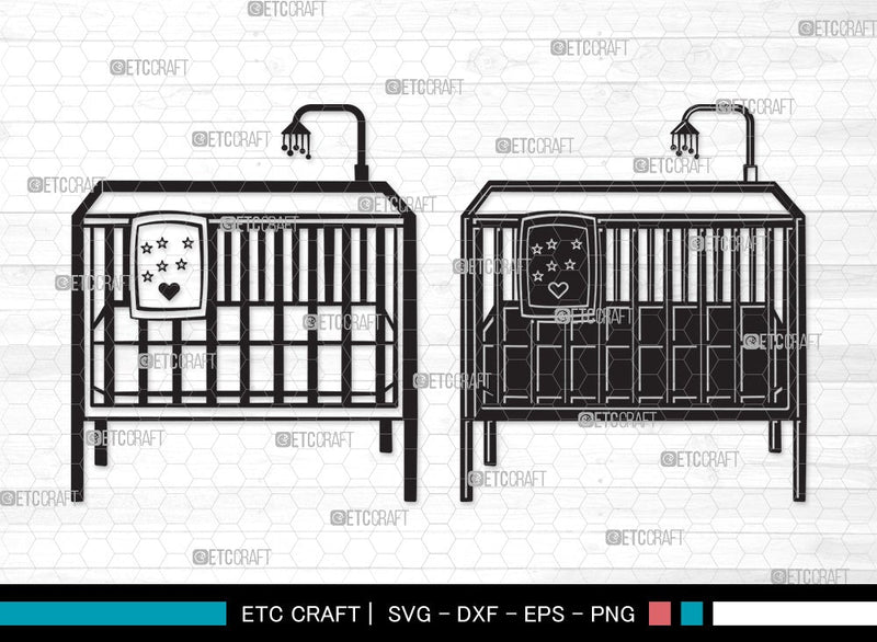 Baby Crib Silhouette SVG Cut File | Baby Crib Svg | Baby Svg | Child ...