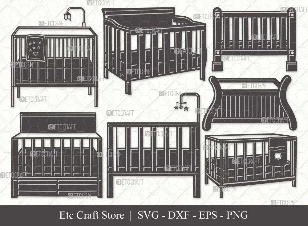 Baby Crib Silhouette SVG Cut File | Baby Crib Svg | Baby Svg | Child ...