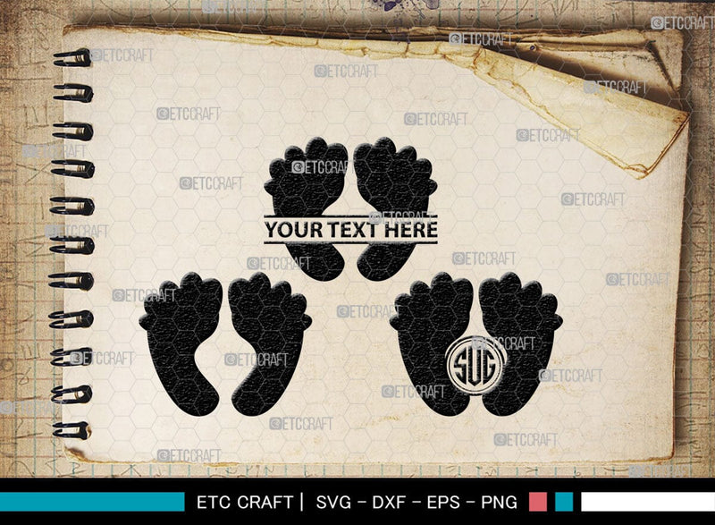 Baby Feet Monogram, Baby Feet Silhouette, Baby Feet SVG, Baby Foot ...