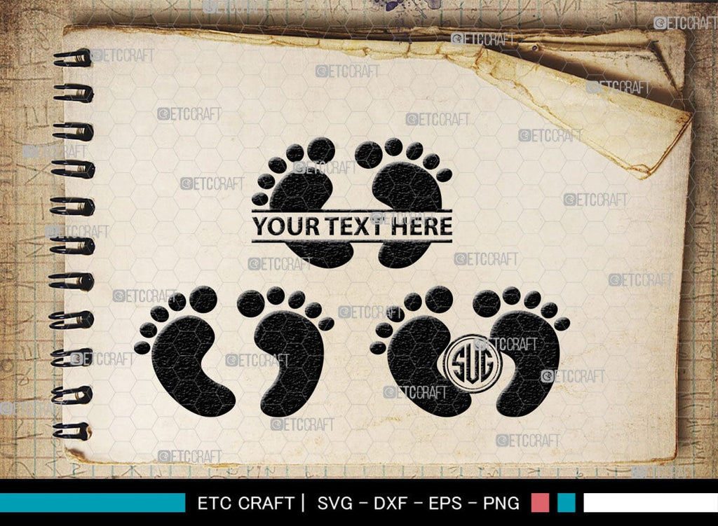 Baby Feet Monogram, Baby Feet Silhouette, Baby Feet SVG, Baby Foot ...