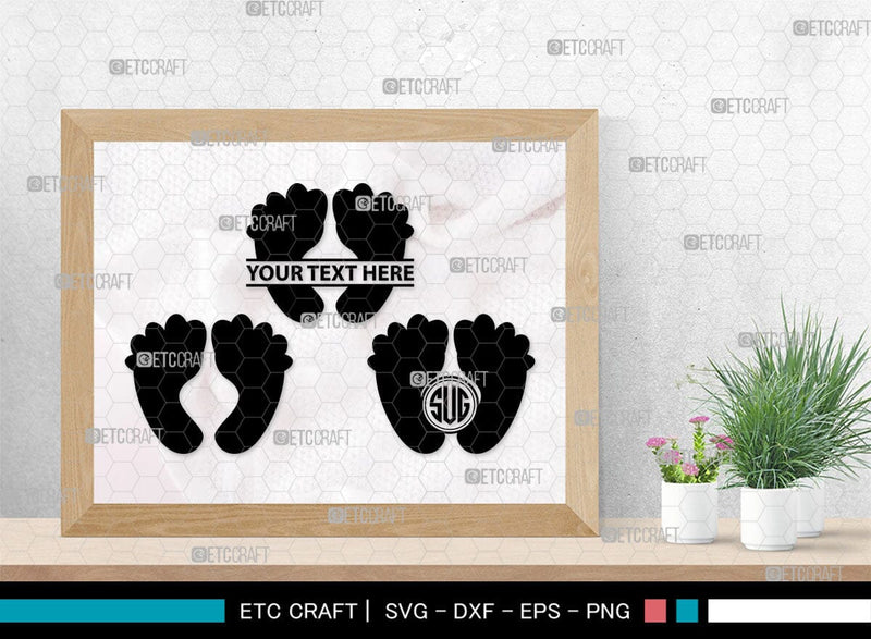 Baby Feet Monogram, Baby Feet Silhouette, Baby Feet SVG, Baby Foot ...