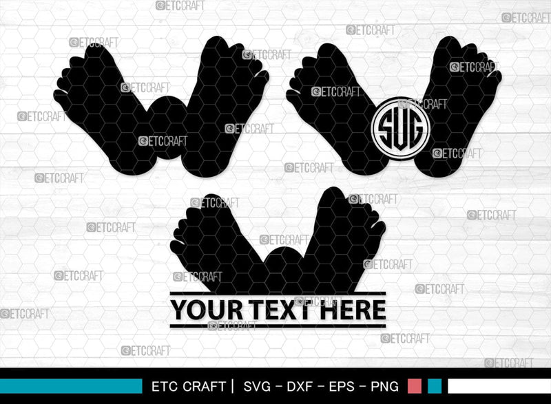 Baby Feet Monogram, Baby Feet Silhouette, Baby Feet SVG, Baby Foot ...