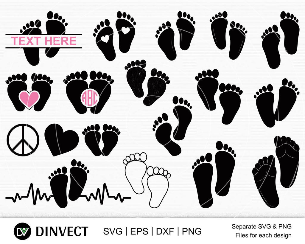 Baby feet SVG, Baby Feet Bundle Svg, Baby footprint svg, Baby foot ...