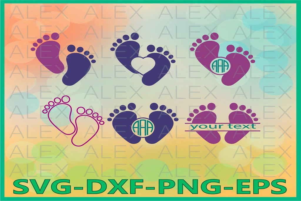 Baby Feet Svg, Baby Monogram - So Fontsy