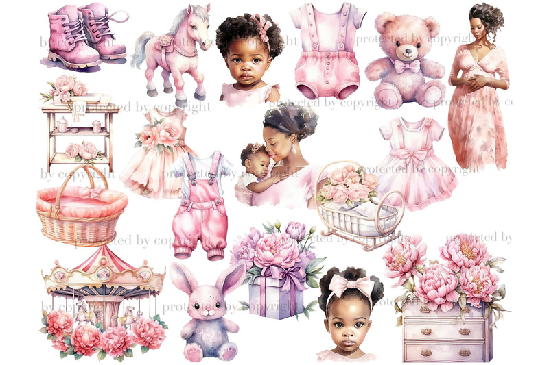 Baby Girl Sublimation Set | Baby Shower Clipart Bundle - So Fontsy