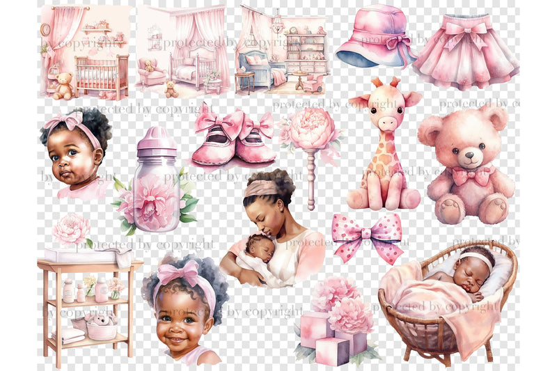 Baby Girl Sublimation Set | Baby Shower Clipart Bundle - So Fontsy