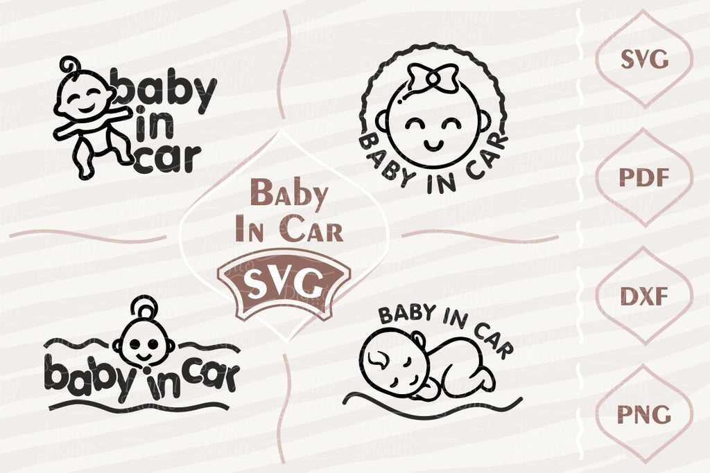 Baby in car sticker SVG bundle - So Fontsy