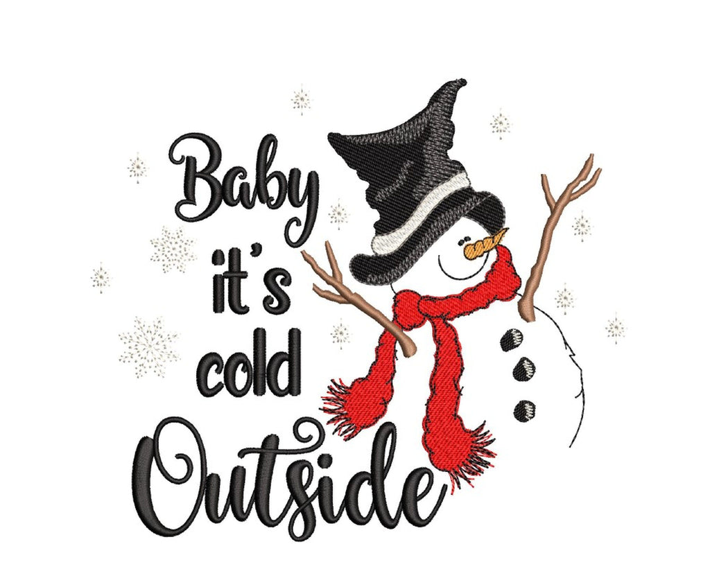 Baby It's Cold Outside Embroidery Design, Snowman Embroidery File ...