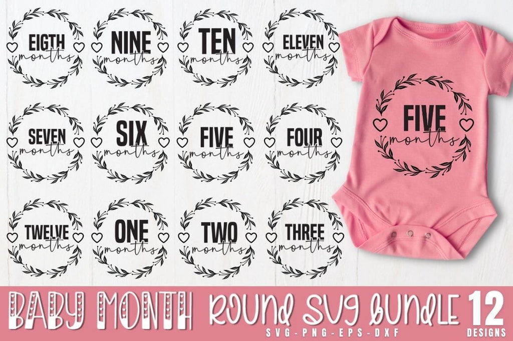 Baby Milestone round SVG Bundle - So Fontsy