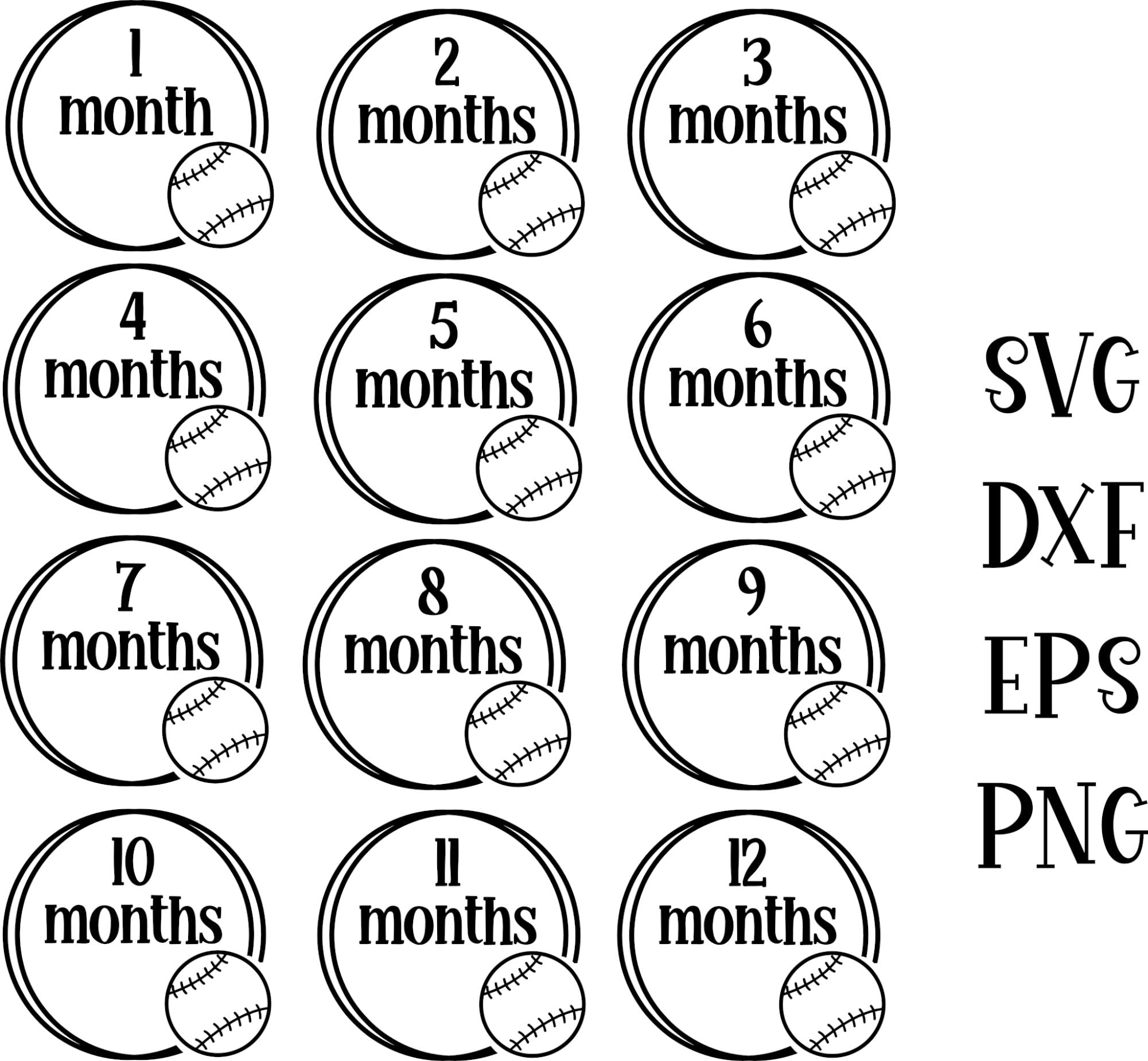 Baby months/milestones Baseball - So Fontsy