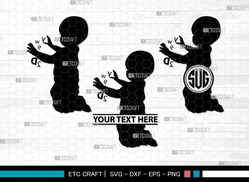 Baby Playing Monogram, Baby Playing Silhouette, Baby Playing SVG, Kids ...