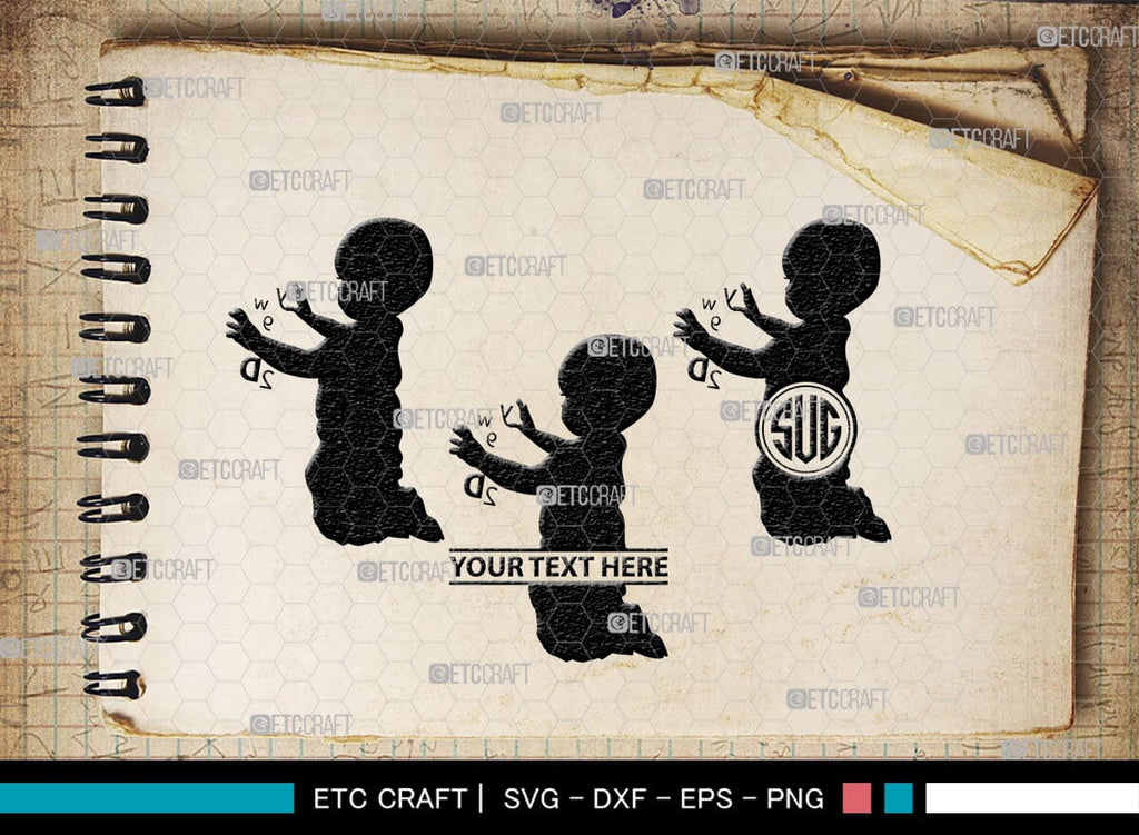 Baby Playing Monogram, Baby Playing Silhouette, Baby Playing SVG, Kids ...