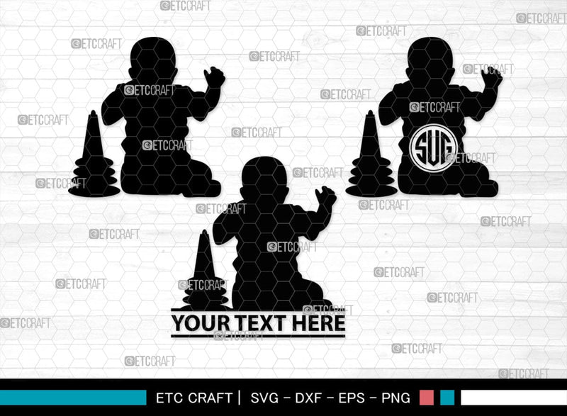 Baby Playing Monogram, Baby Playing Silhouette, Baby Playing SVG, Kids ...