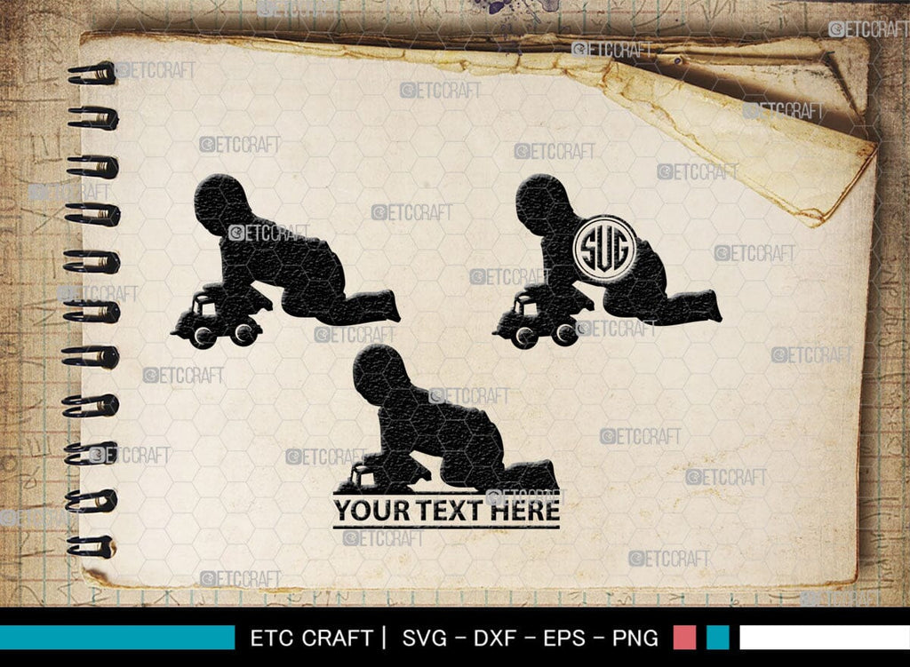 Baby Playing Monogram, Baby Playing Silhouette, Baby Playing SVG, Kids ...