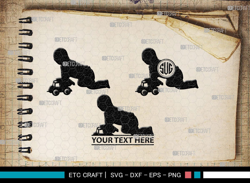 Baby Playing Monogram, Baby Playing Silhouette, Baby Playing SVG, Kids ...