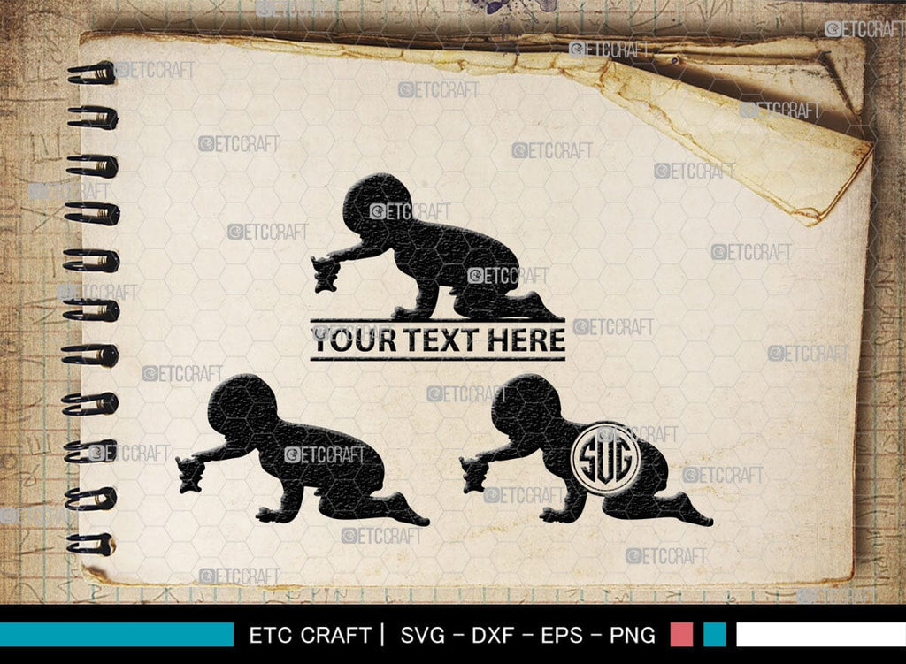 Baby Playing Monogram, Baby Playing Silhouette, Baby Playing SVG, Kids ...