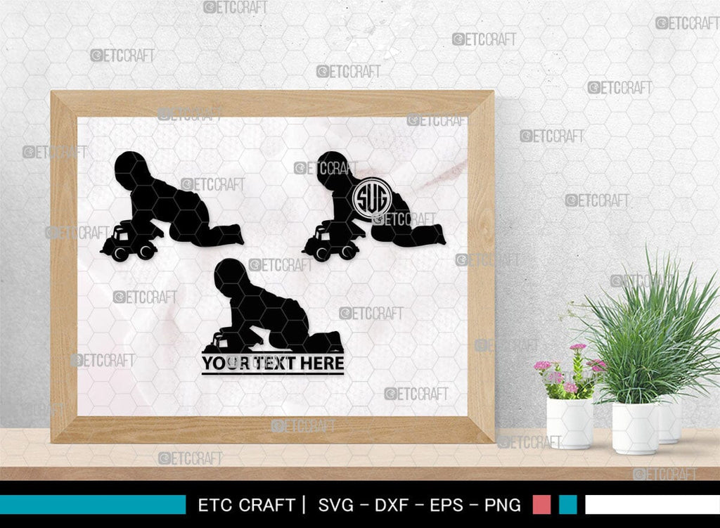 Baby Playing Monogram, Baby Playing Silhouette, Baby Playing SVG, Kids ...