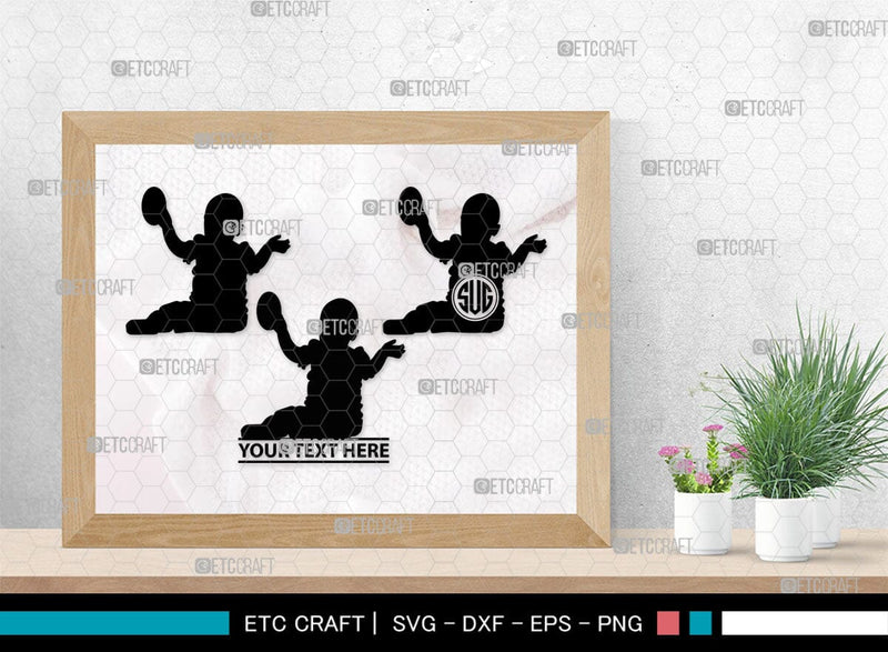 Baby Playing Monogram, Baby Playing Silhouette, Baby Playing SVG, Kids ...