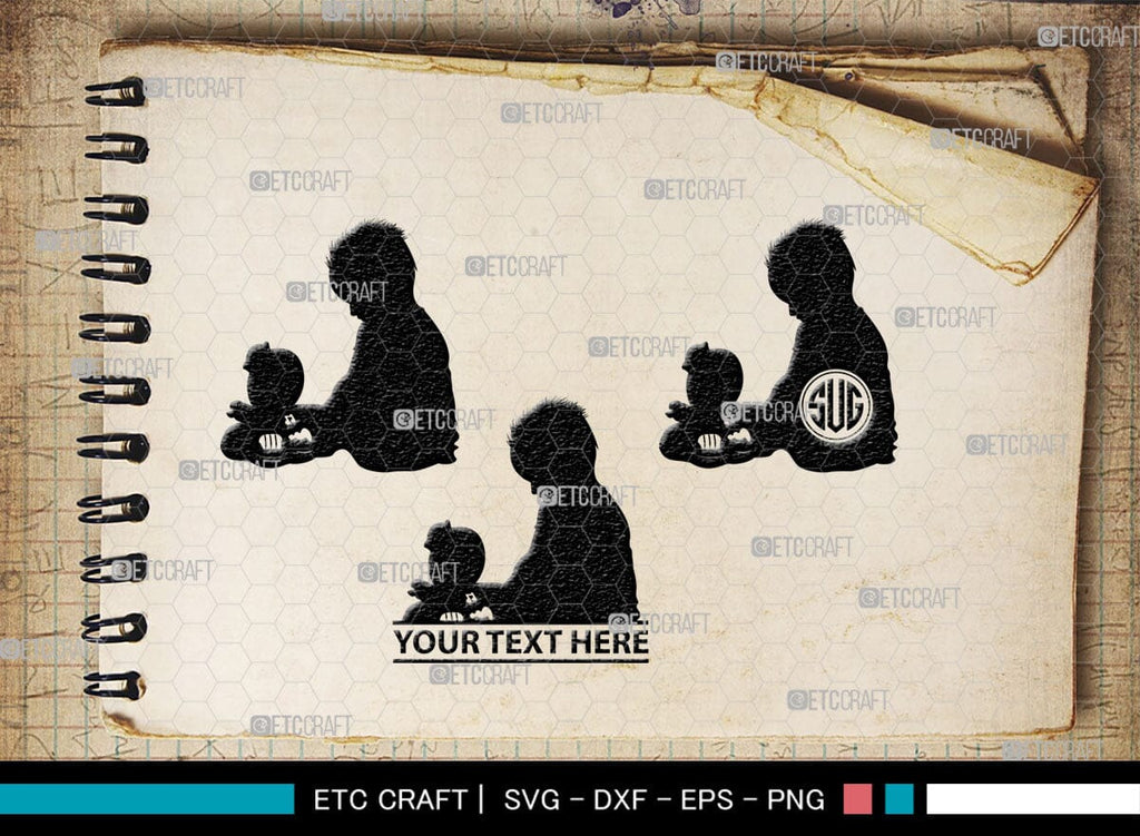 Baby Playing Monogram, Baby Playing Silhouette, Baby Playing SVG, Kids ...