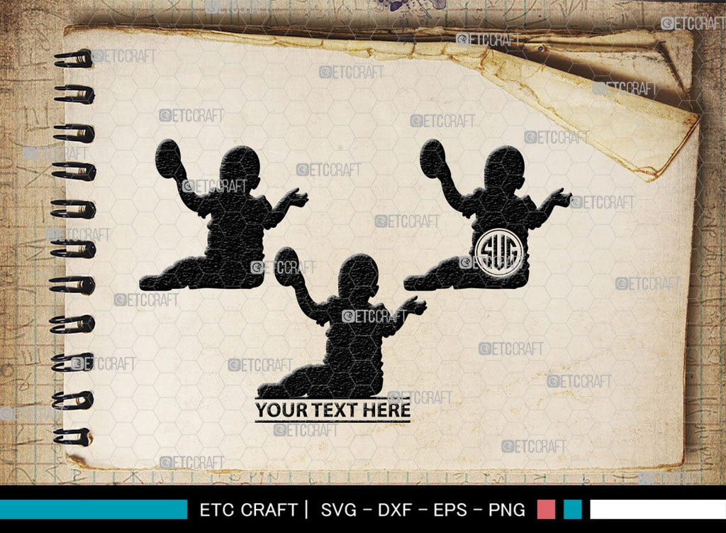 Baby Playing Monogram, Baby Playing Silhouette, Baby Playing SVG, Kids ...