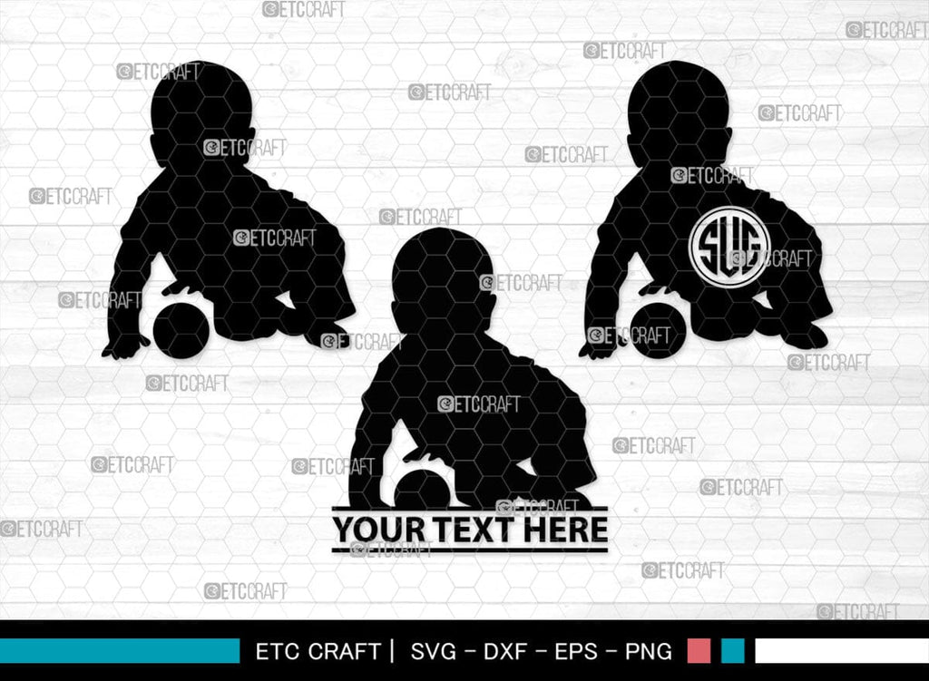 Baby Playing Monogram, Baby Playing Silhouette, Baby Playing SVG, Kids ...