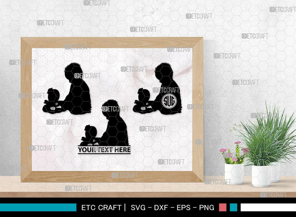 Baby Playing Monogram, Baby Playing Silhouette, Baby Playing SVG, Kids ...