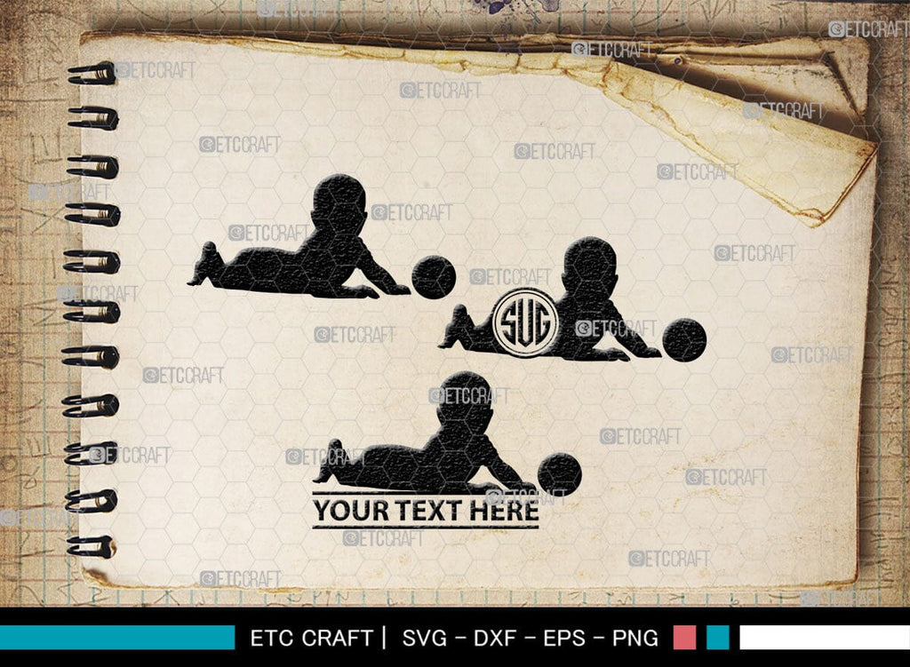 Baby Playing Monogram, Baby Playing Silhouette, Baby Playing SVG, Kids ...