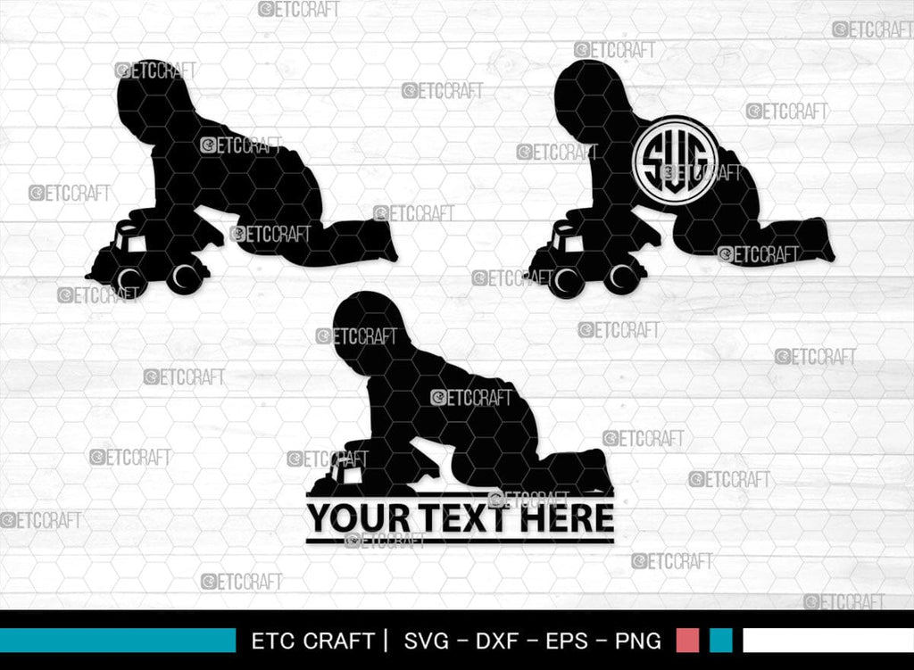 Baby Playing Monogram, Baby Playing Silhouette, Baby Playing SVG, Kids ...